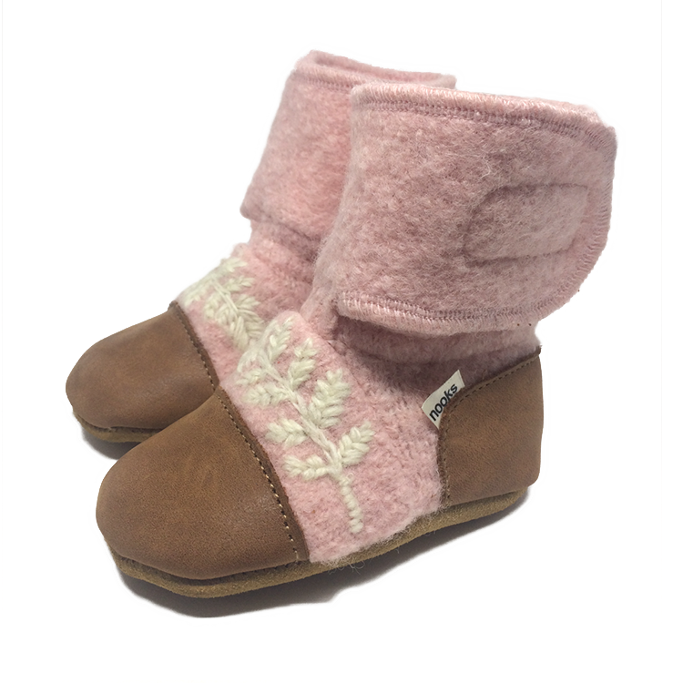 Finch Embroidered Felted Wool Booties